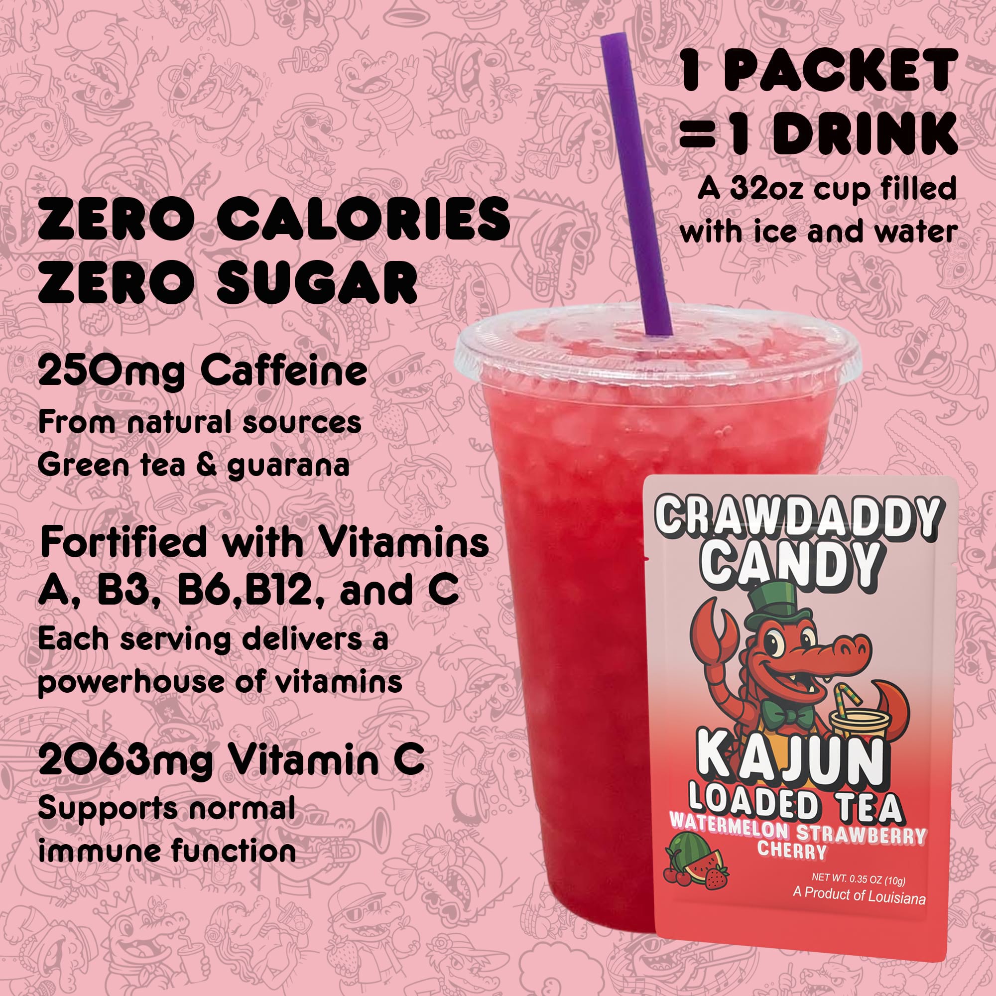 Crawdaddy Candy | Loaded Tea | Watermelon, Strawberry, Cherry – Kajun ...
