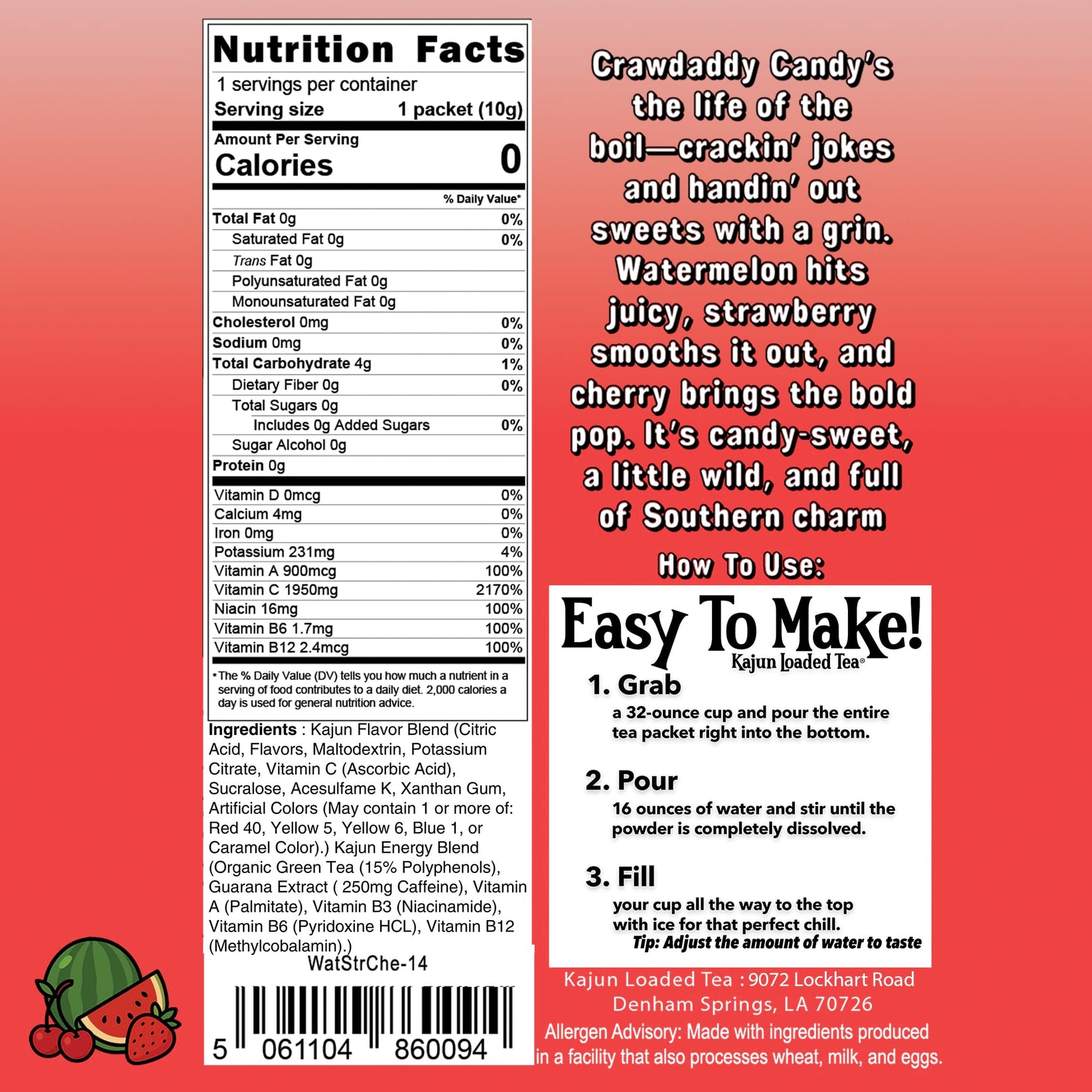 Crawdaddy Candy | Loaded Tea | Watermelon, Strawberry, Cherry – Kajun ...