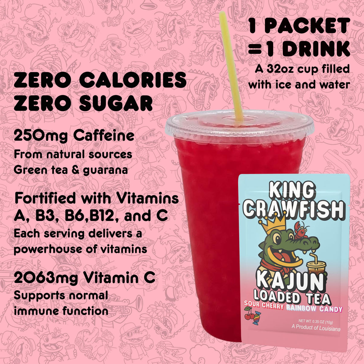 King Crawfish | Loaded Tea | Sour Cherry • Rainbow Candy – Kajun Loaded Tea