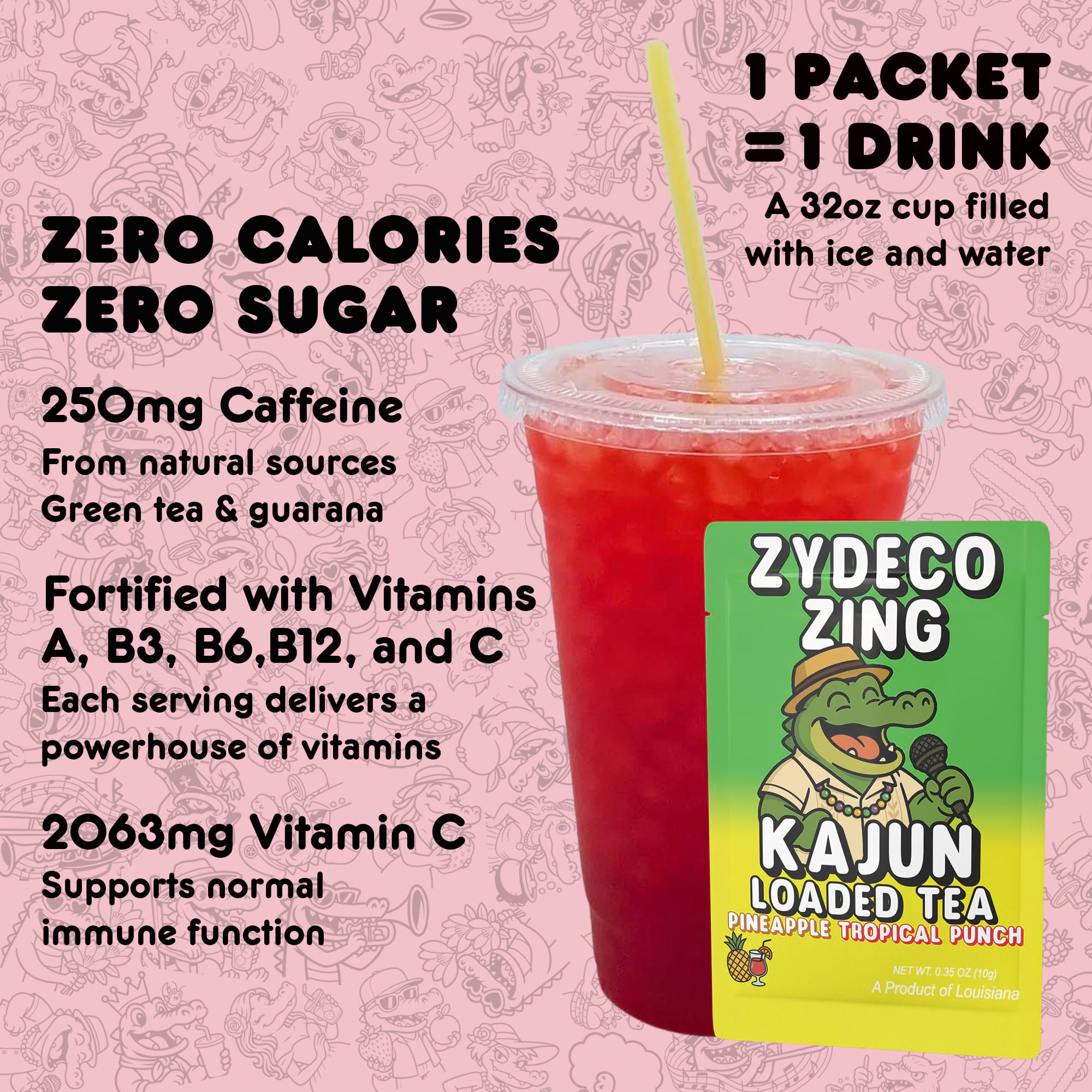 Zydeco Zing | Loaded Tea | Pineapple • Tropical Punch – Kajun Loaded Tea